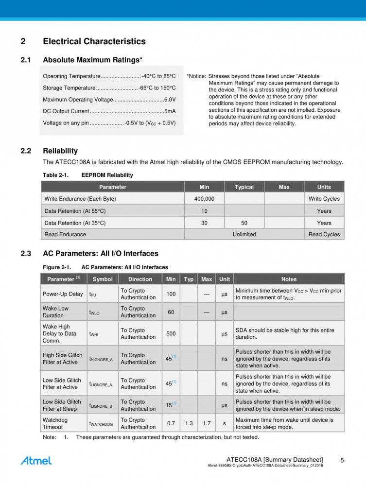 ATECC108A technical document page 5