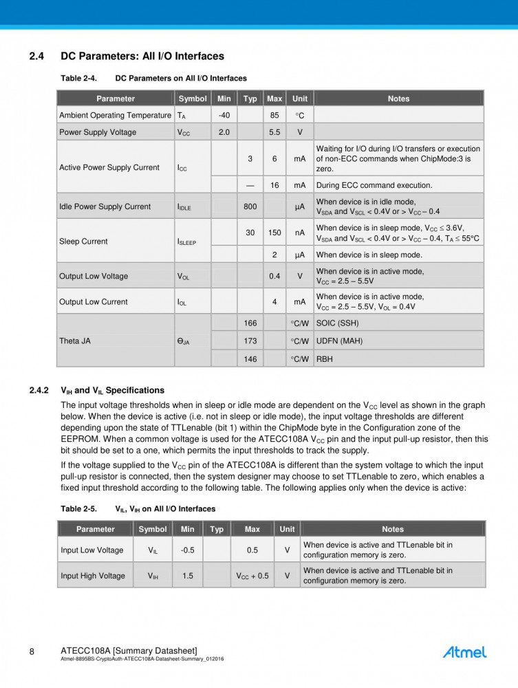 ATECC108A technical document page 8