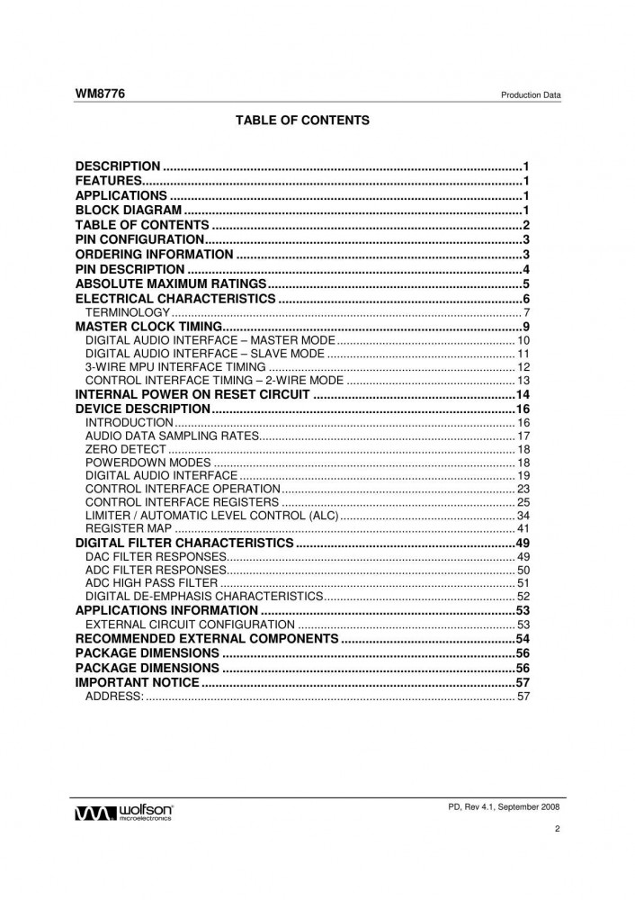 WM8776 datasheet page 2