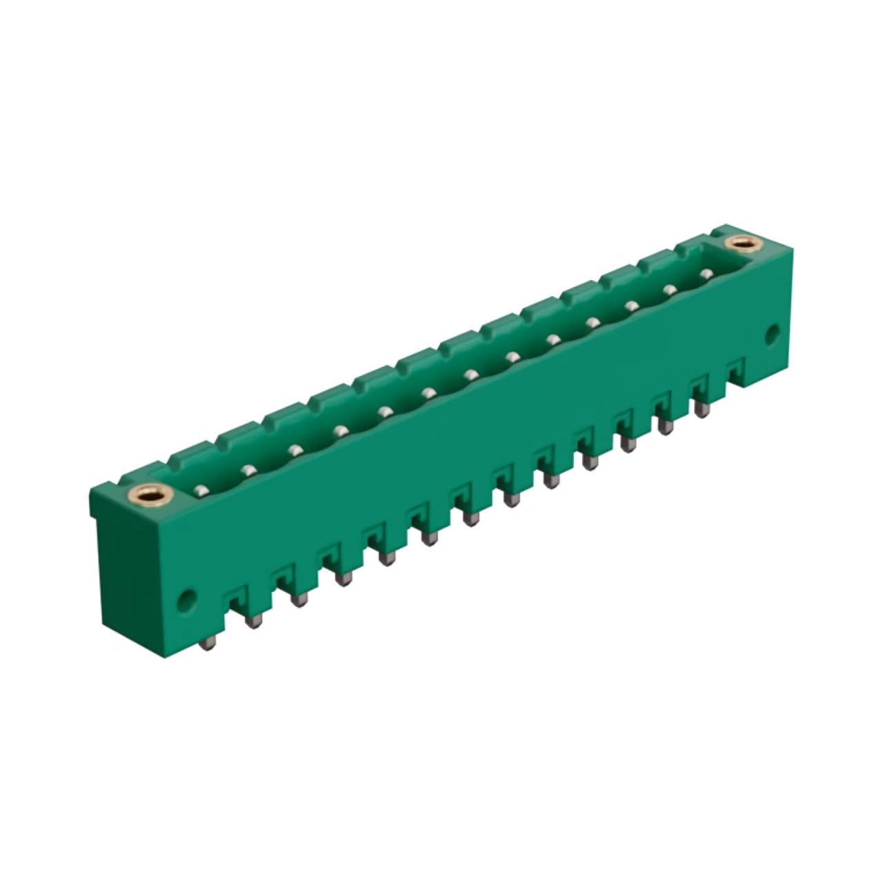 5.00mm Pitch Eurostyle Vertical PCB Header, with Threaded Retention Inserts, Green Housing, 13 Circuits for sale