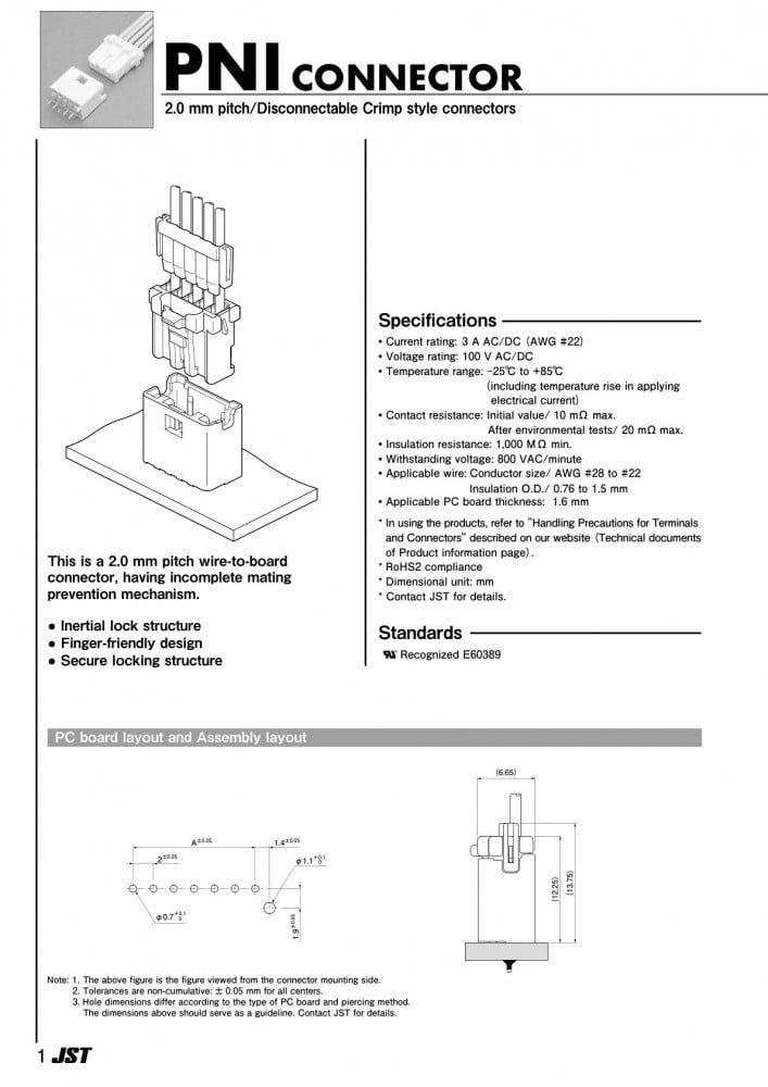 JST PNIS series documentation page 1