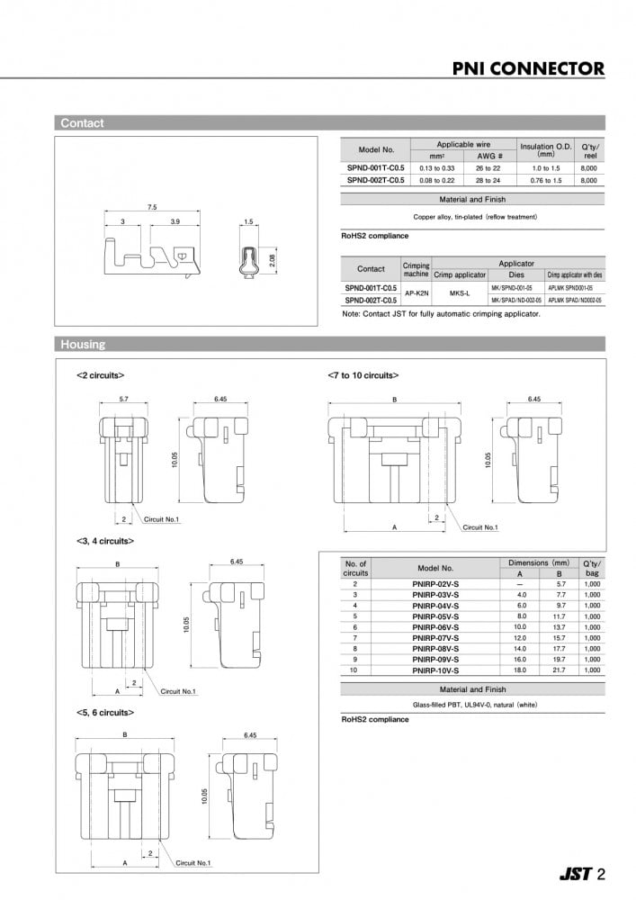 JST PNIS series documentation page 2