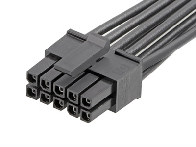 Micro-Fit 3.0 Male-to-Micro-Fit 3.0 Male Off-the-Shelf (OTS) Cable Assembly, Single Row, 300.00mm Length, Tin (Sn) Plating, 10 Circuits, Black