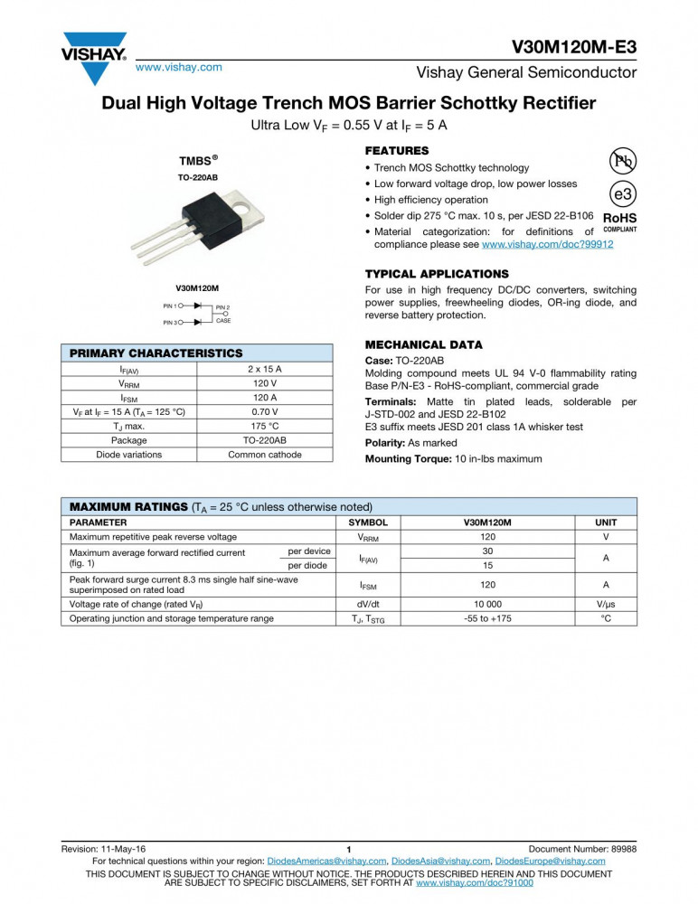 V30M120M-E3/4W technical document page 1