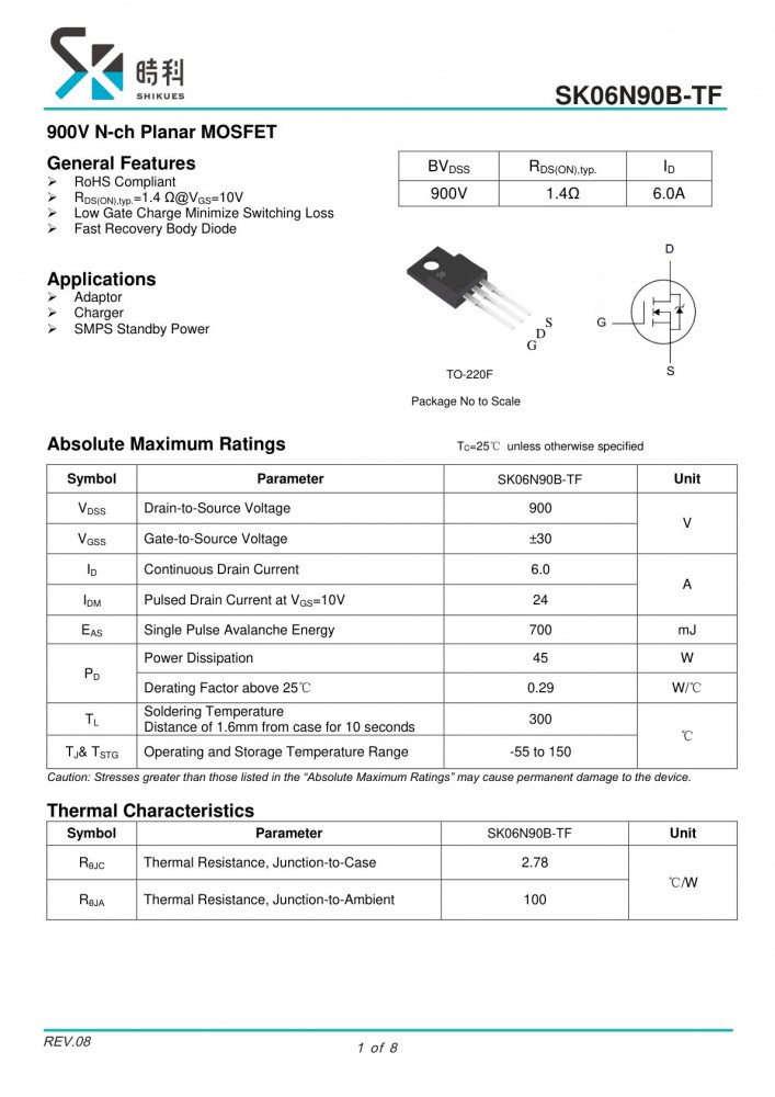 SK06N90B-TF datasheet page 1