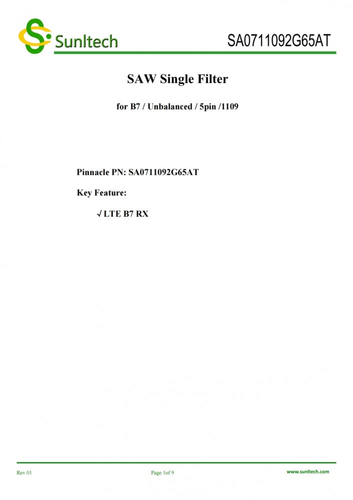 SA0711092G65AT datasheet page 1