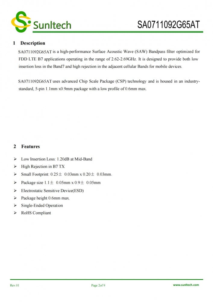 SA0711092G65AT datasheet page 2