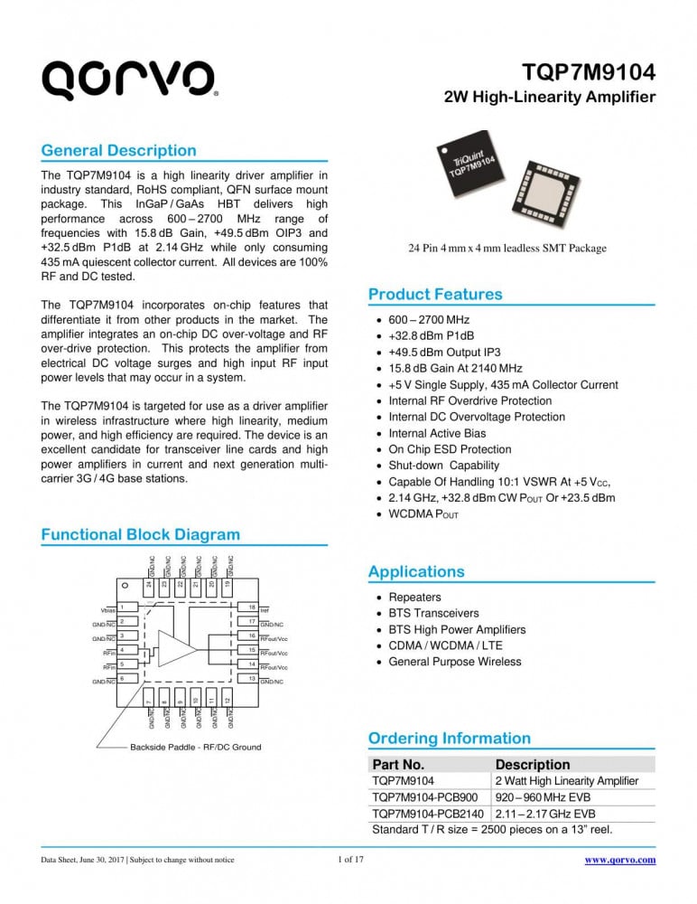 TQP7M9104 technical document page 1