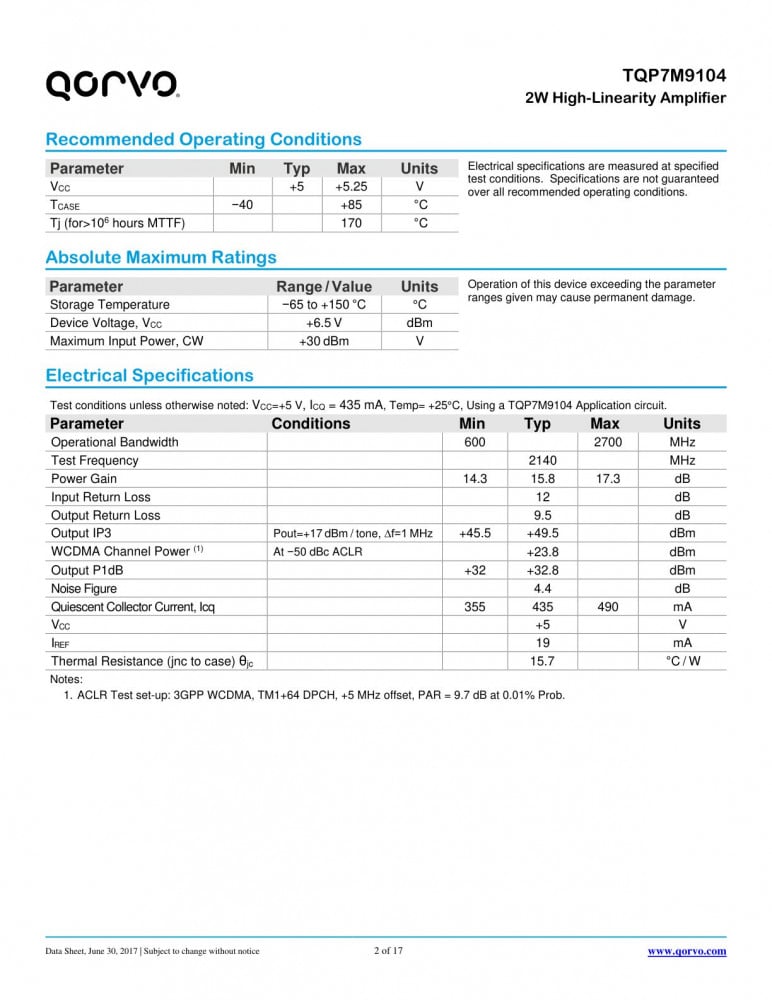 TQP7M9104 technical document page 2
