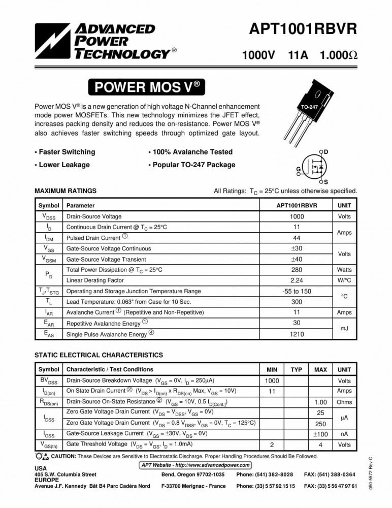 APT10086BVRG technical document page 1