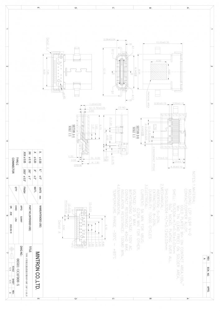 MINTRON 00501-UCAF008-X technical document page 1
