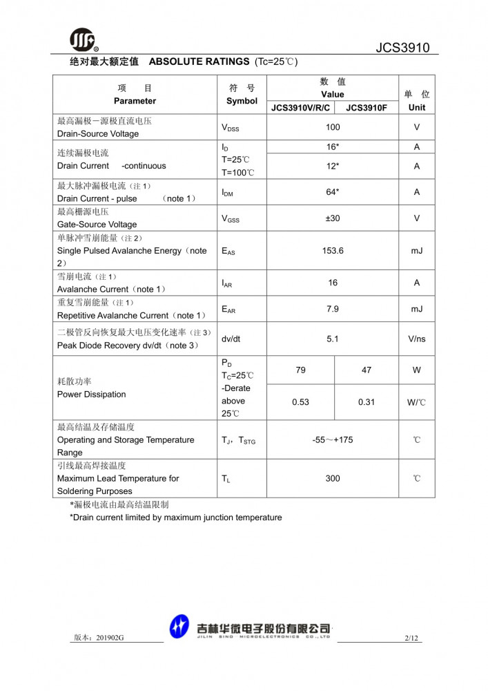 JCS3910V datasheet page 2