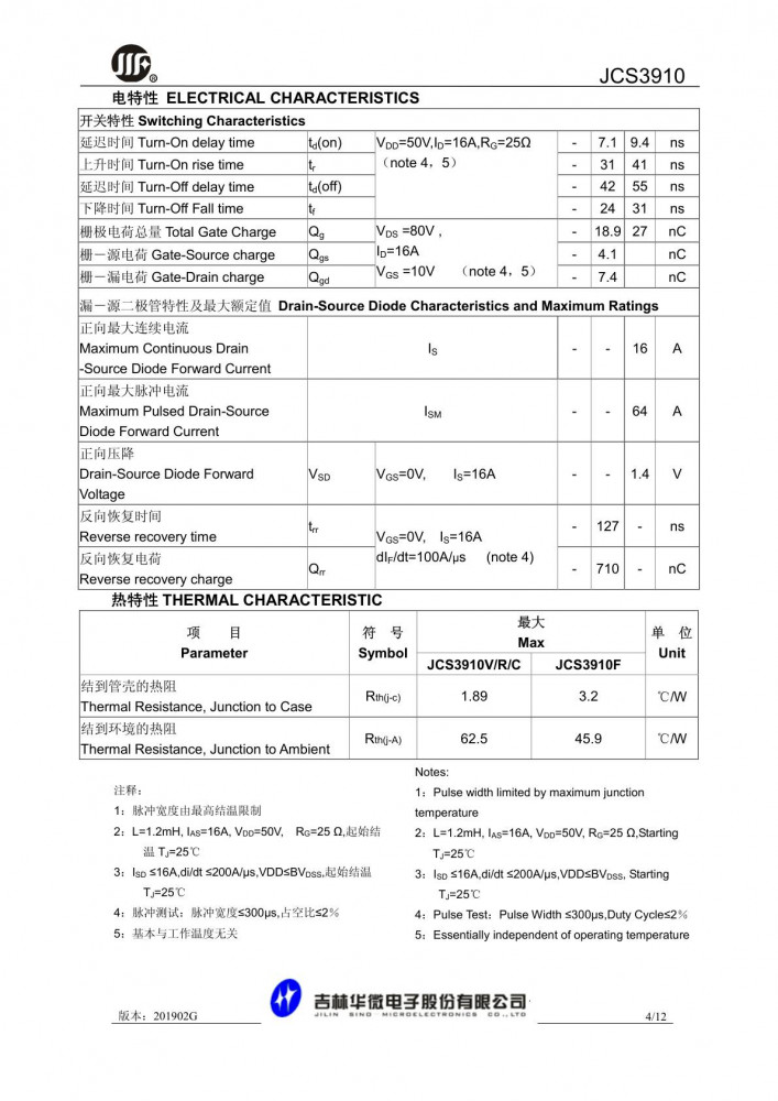JCS3910V datasheet page 4