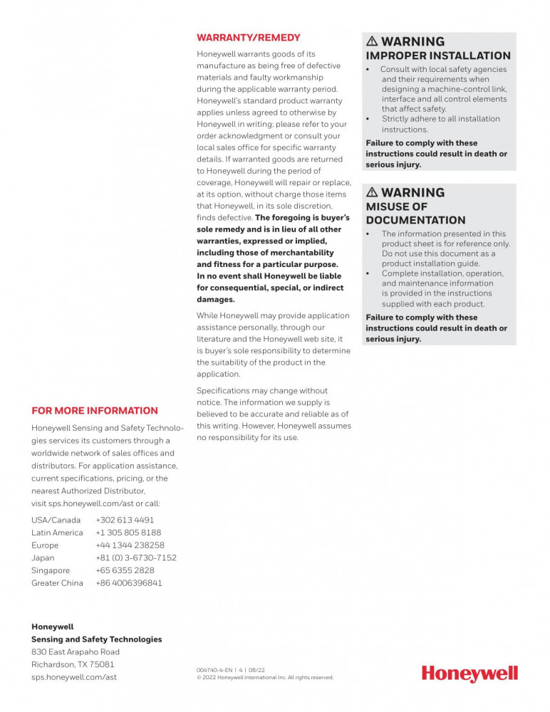 Honeywell GKN Series datasheet page 5