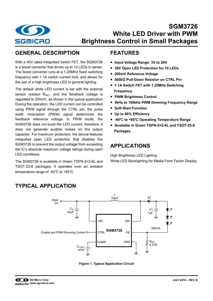 SGM3726 datasheet page 1
