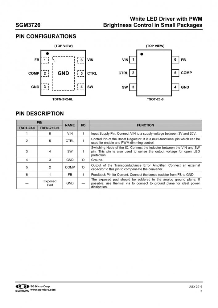 SGM3726 datasheet page 3
