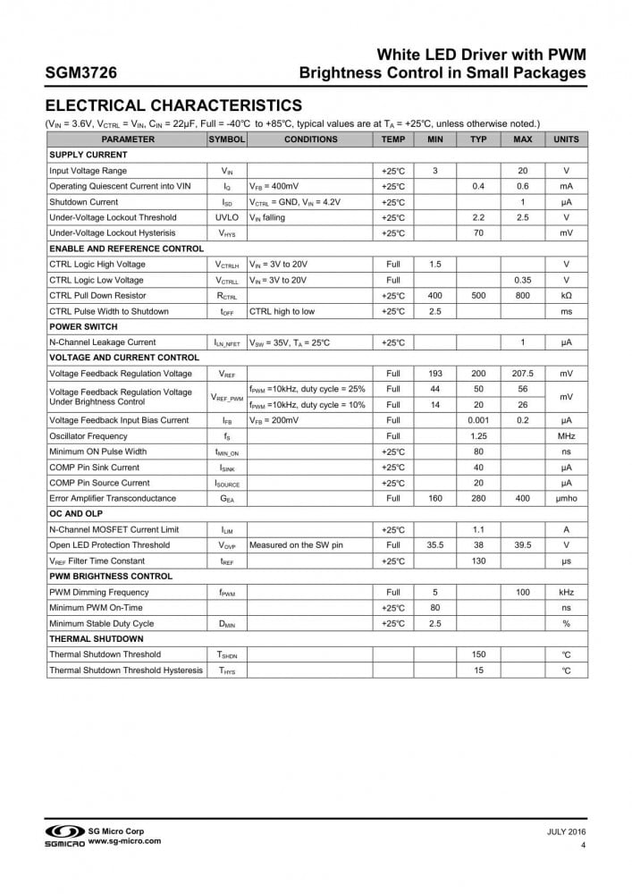 SGM3726 datasheet page 4