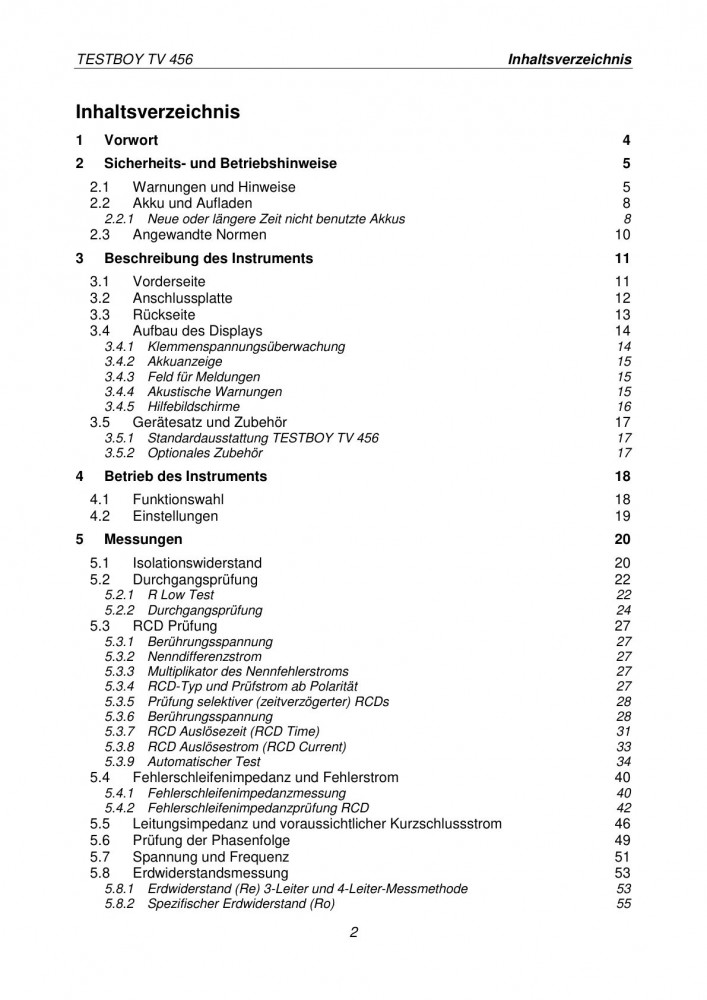 TESTBOY TV 456 manual page 2