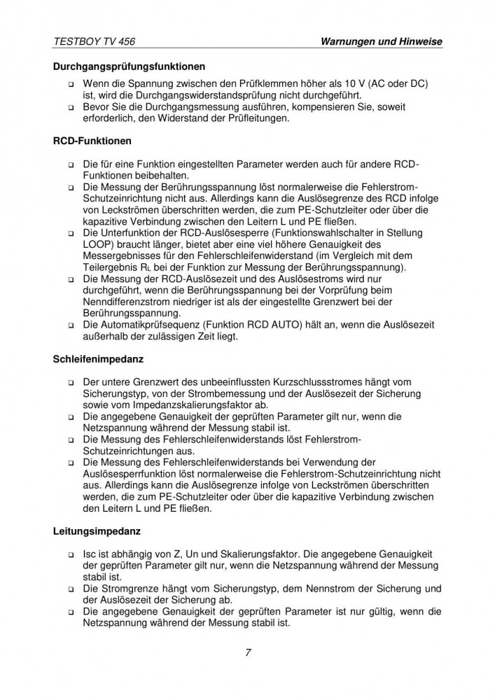 TESTBOY TV 456 manual page 7