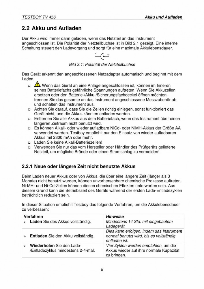 TESTBOY TV 456 manual page 8