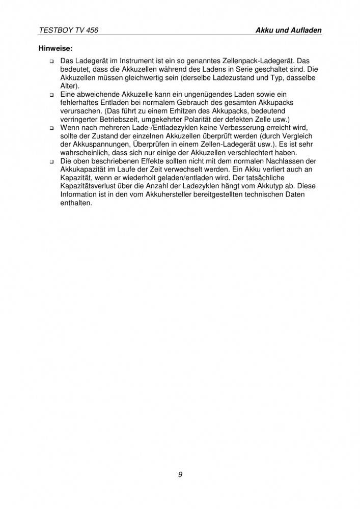 TESTBOY TV 456 manual page 9