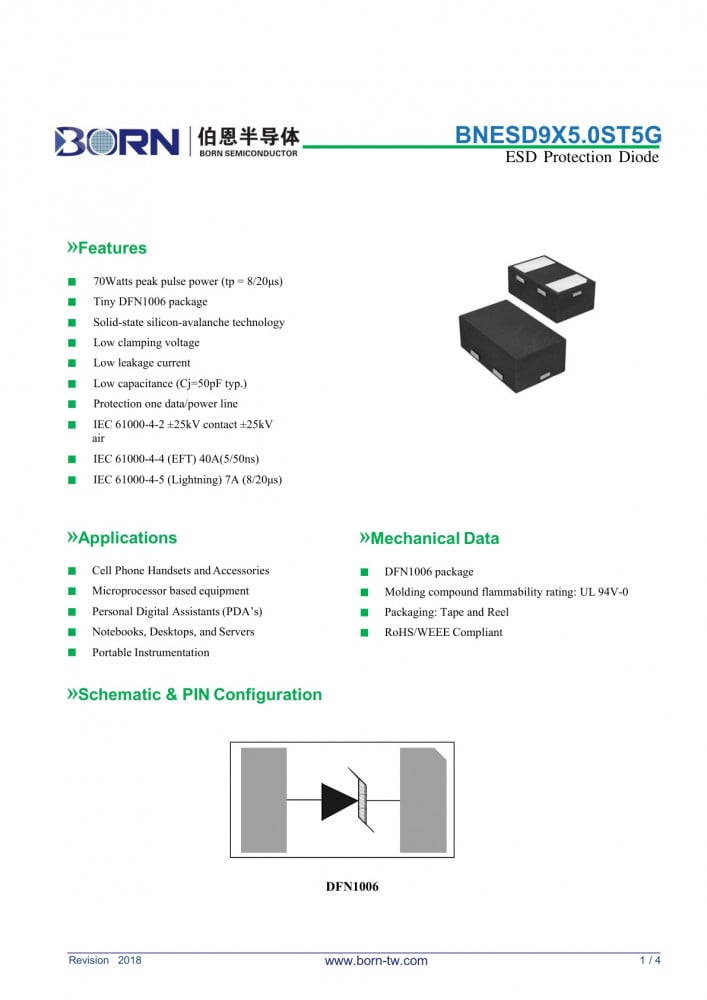 BNESD9X5.0ST5G datasheet page 1