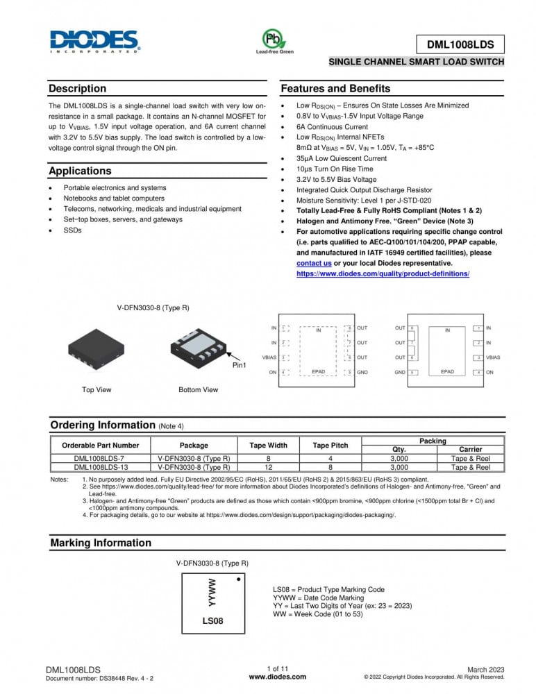 DML1008LDS-7 datasheet page 1