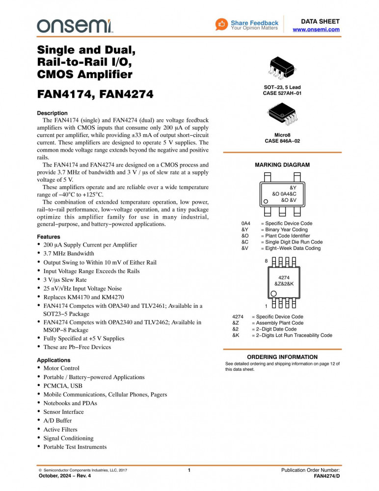 FAN4274 datasheet page 1