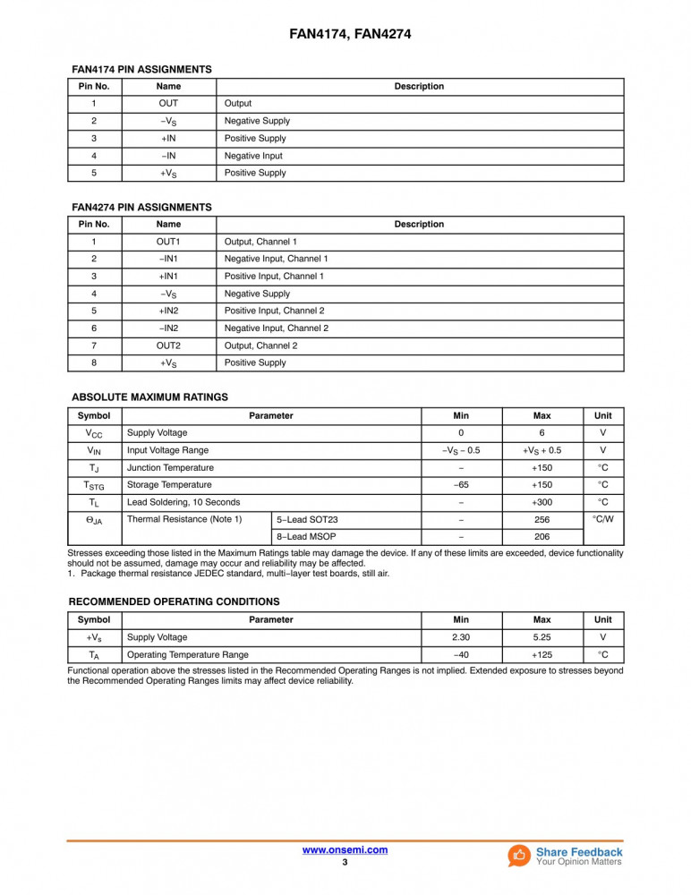 FAN4274 datasheet page 3