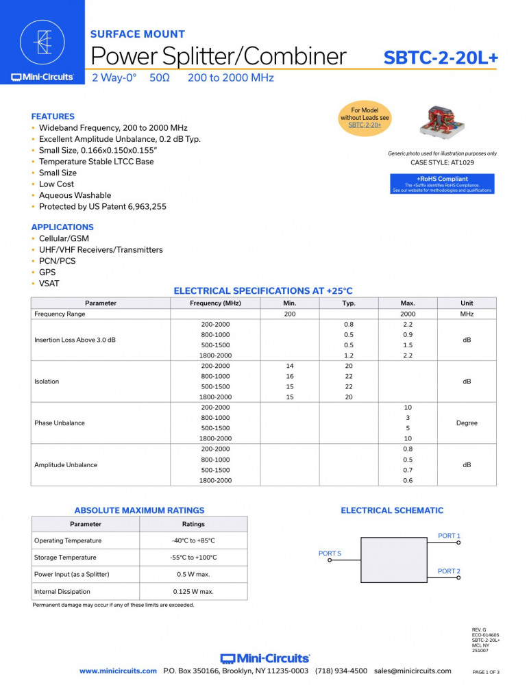 SBTC-2-20L+ technical document page 1