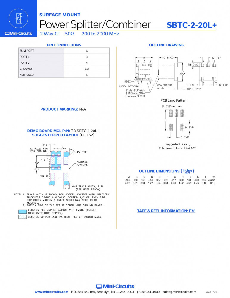 SBTC-2-20L+ technical document page 2