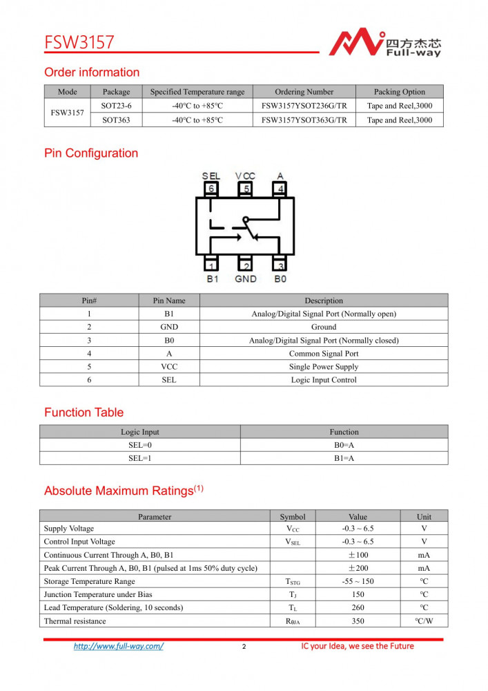 FSW3157 datasheet page 2