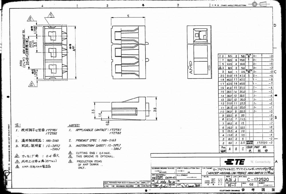 TE Connectivity 172520-2 technical drawing