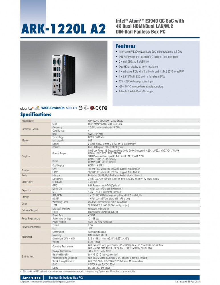 ARK-1220L technical document page 1