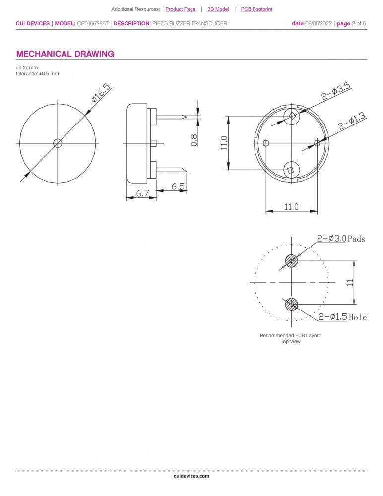 CPT-1667-85T datasheet page 2