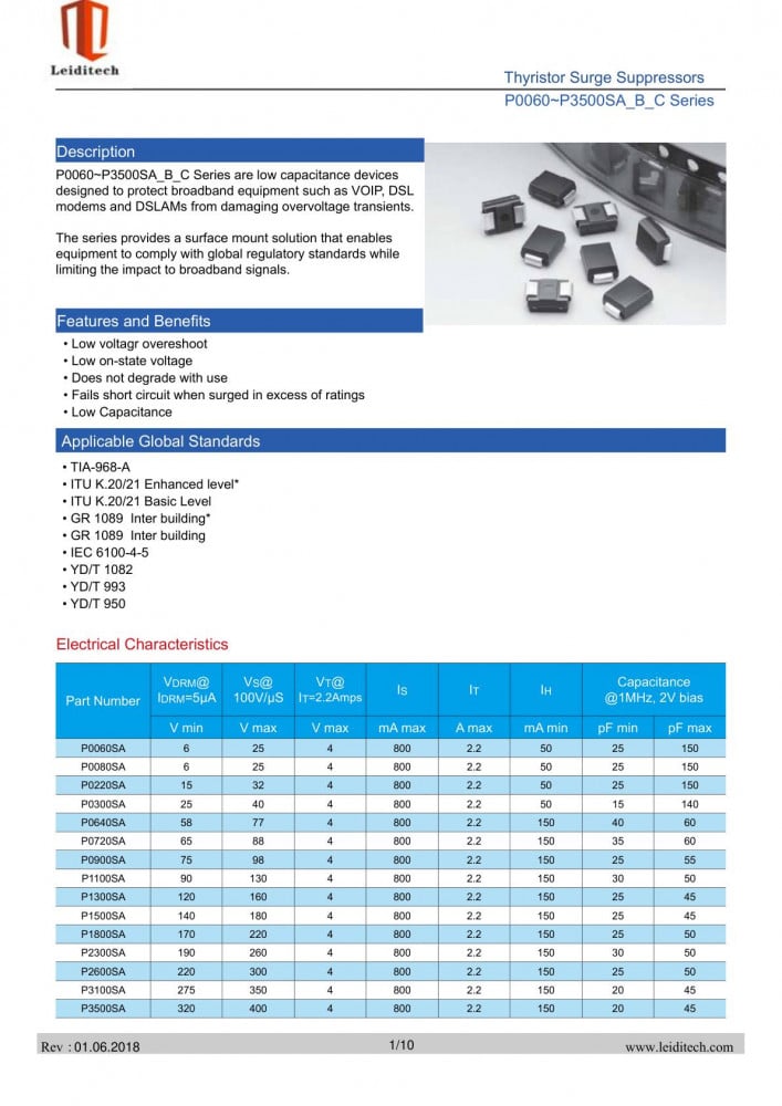 P0080SA datasheet page 1