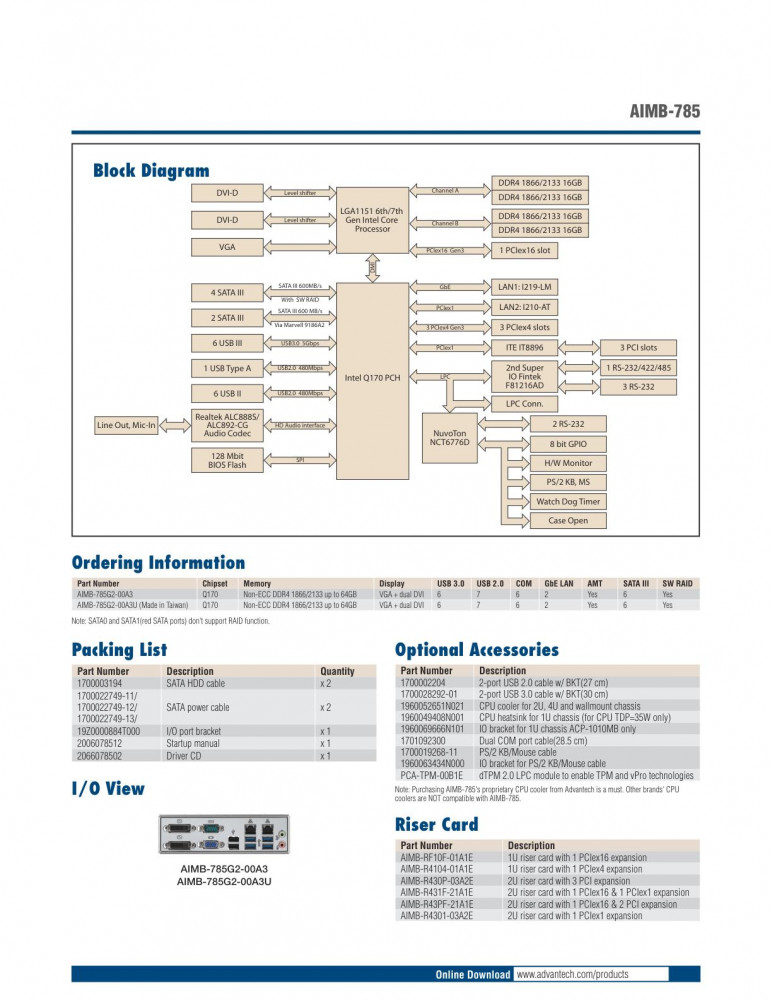 AIMB-785G2-00A1E technical datasheet page 2