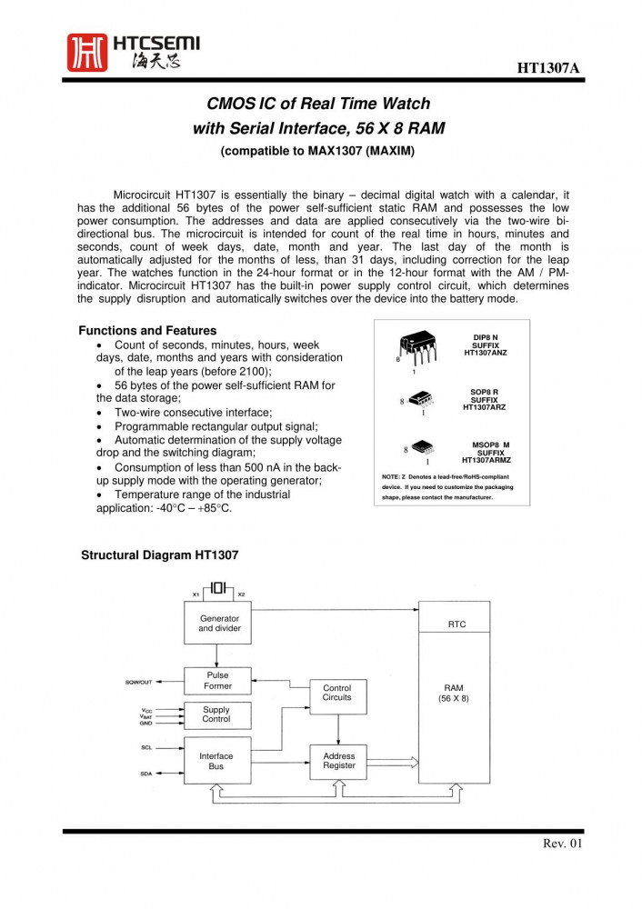 HT1307ANZ datasheet page 1