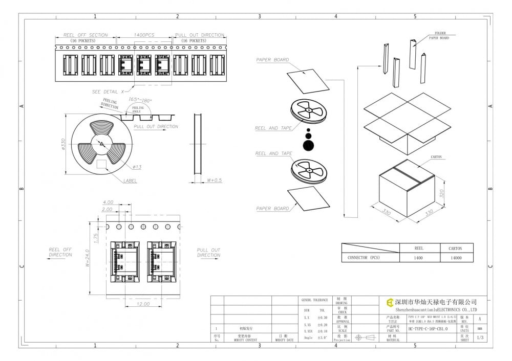 HC-TYPE-C-16P-CB1.0 packaging drawing page 3