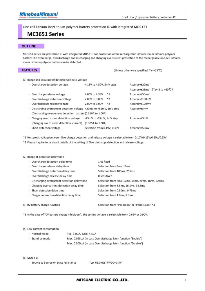MC3651 datasheet page 1