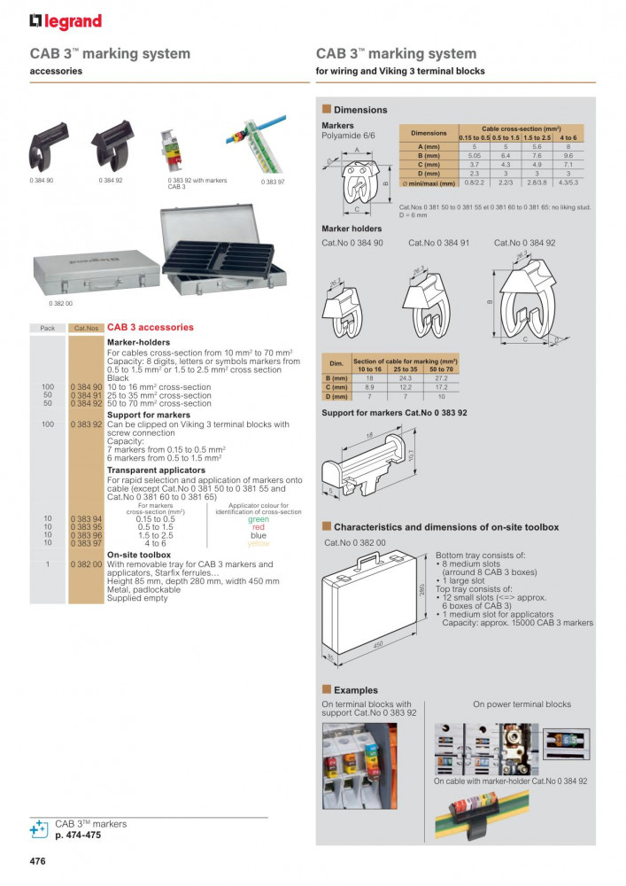 Legrand CAB 3 marking system technical document page