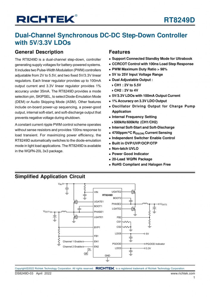 RT8249D datasheet page 1