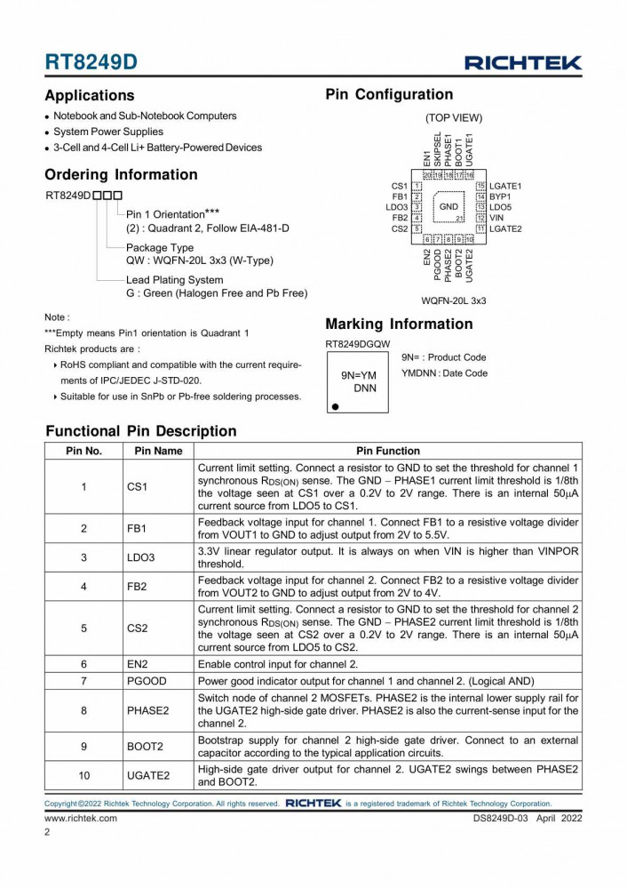 RT8249D datasheet page 2