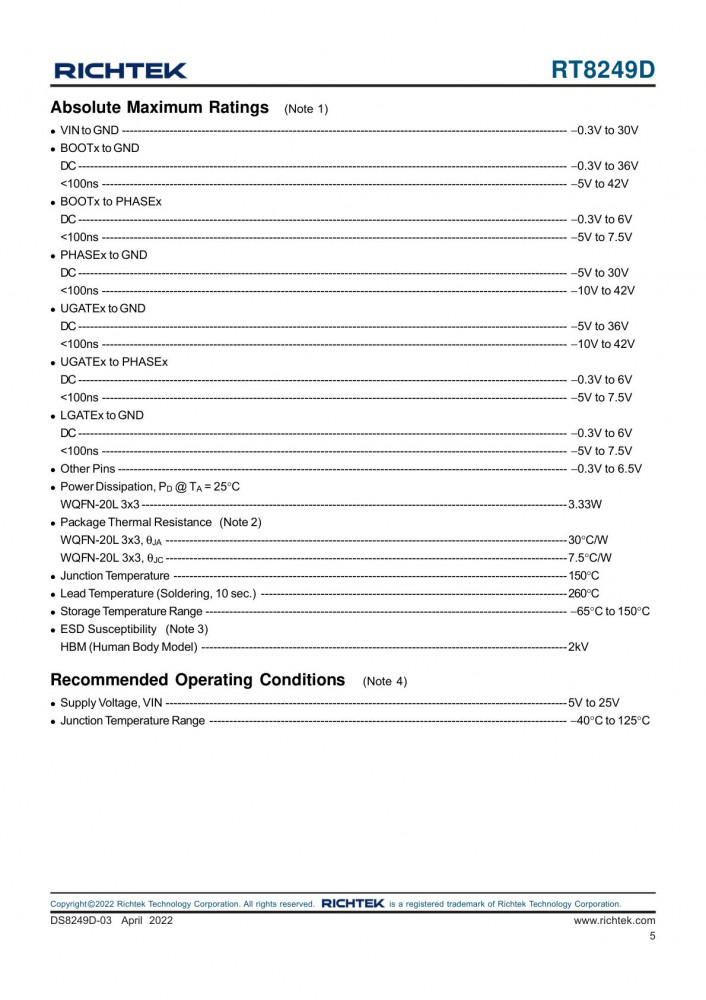 RT8249D datasheet page 5