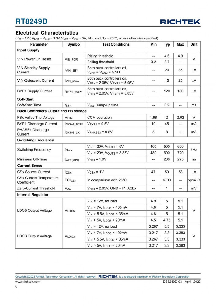 RT8249D datasheet page 6