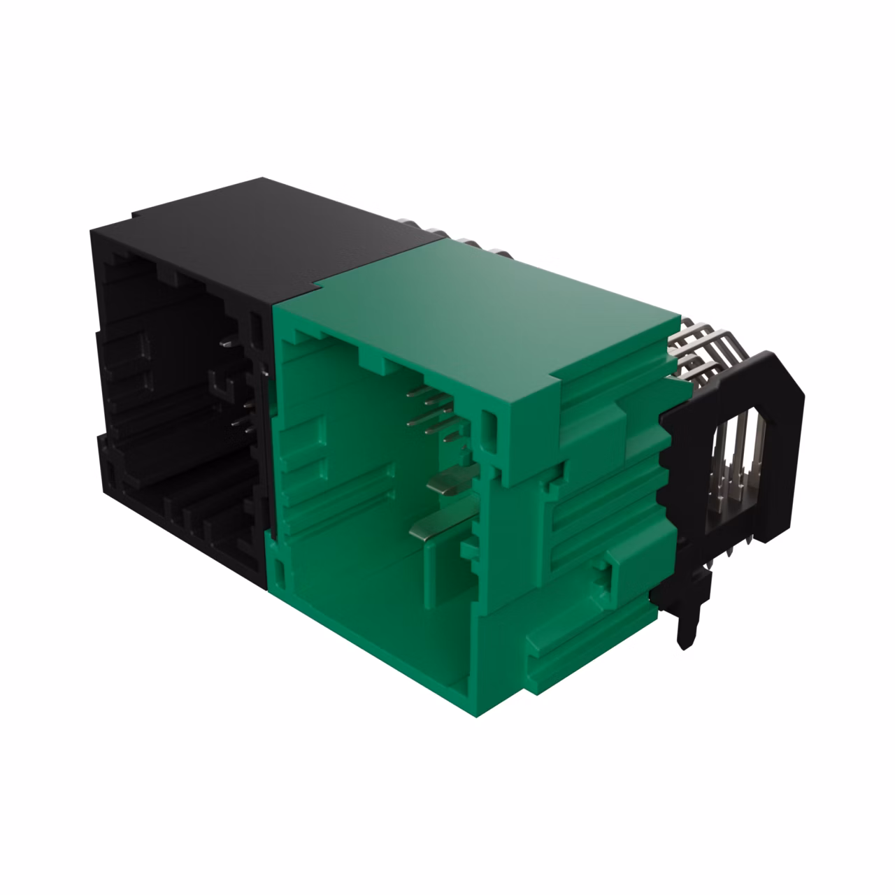 stAK50h 2 Bay Right-Angle Hybrid Header, 53 Circuits, Bay 1: 28 Circuits/Key 4/Black; Bay 2: 25 Circuits/Key 1/Green; Tray for sale