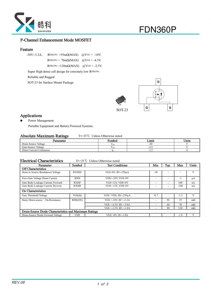 SK360P datasheet page 1