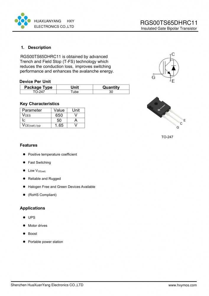 RGS00TS65DHRC11-HXY datasheet page 1