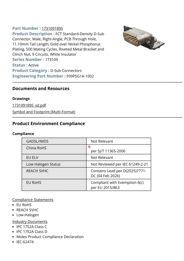 MOLEX 1731091895 drawing preview, page 1