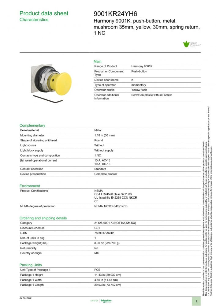 9001KR24YH6 technical document page 1